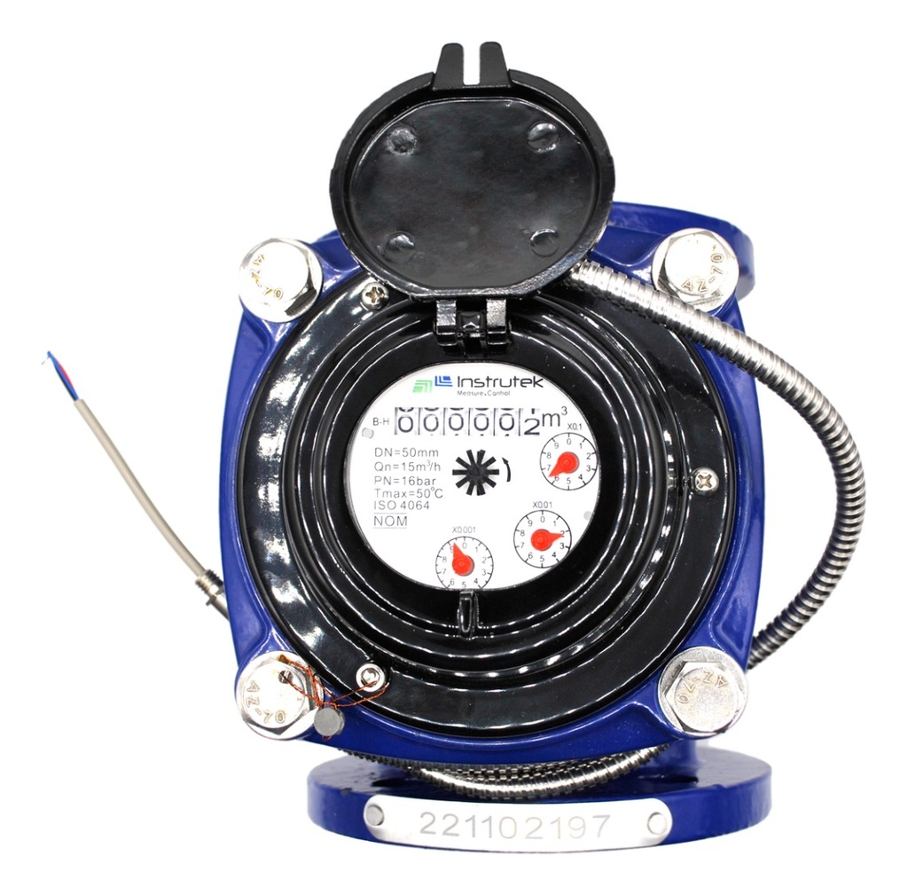 Medidor de agua tipo turbina, cuerpo de hierro fundido con registro hermético y transmisión ...